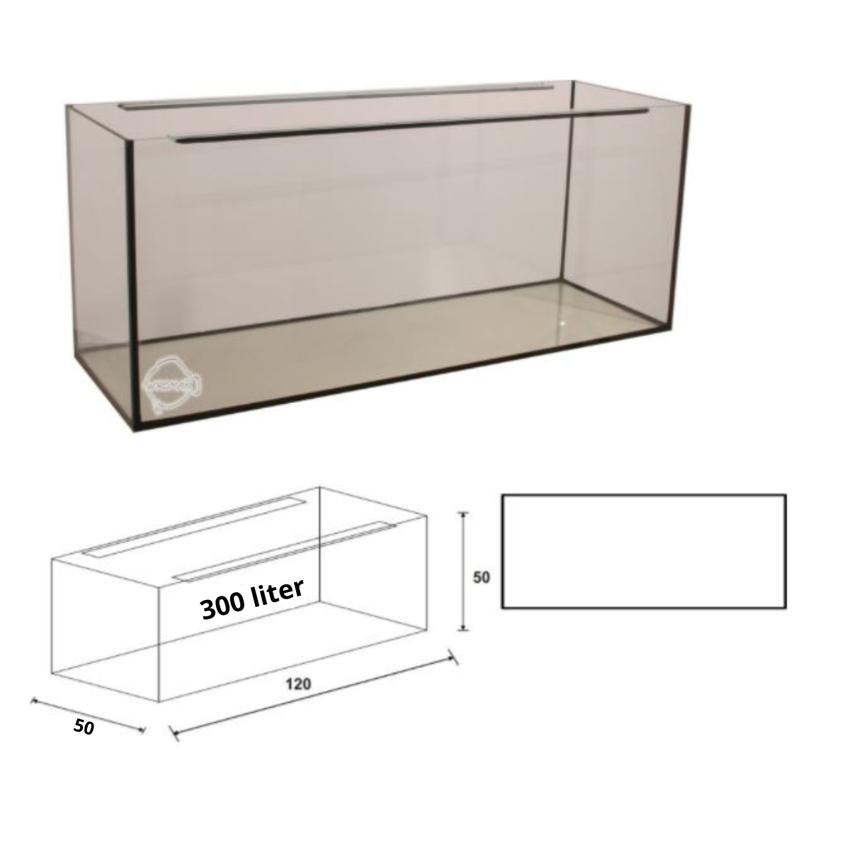 Wromak Helglass Akvarie 120x50x50cm 300 l - Akvarieboden